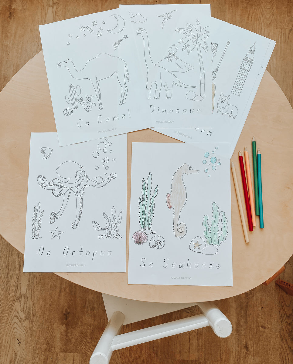 Free "Around the World alphabet" colouring in pack. – Jo Collier Designs